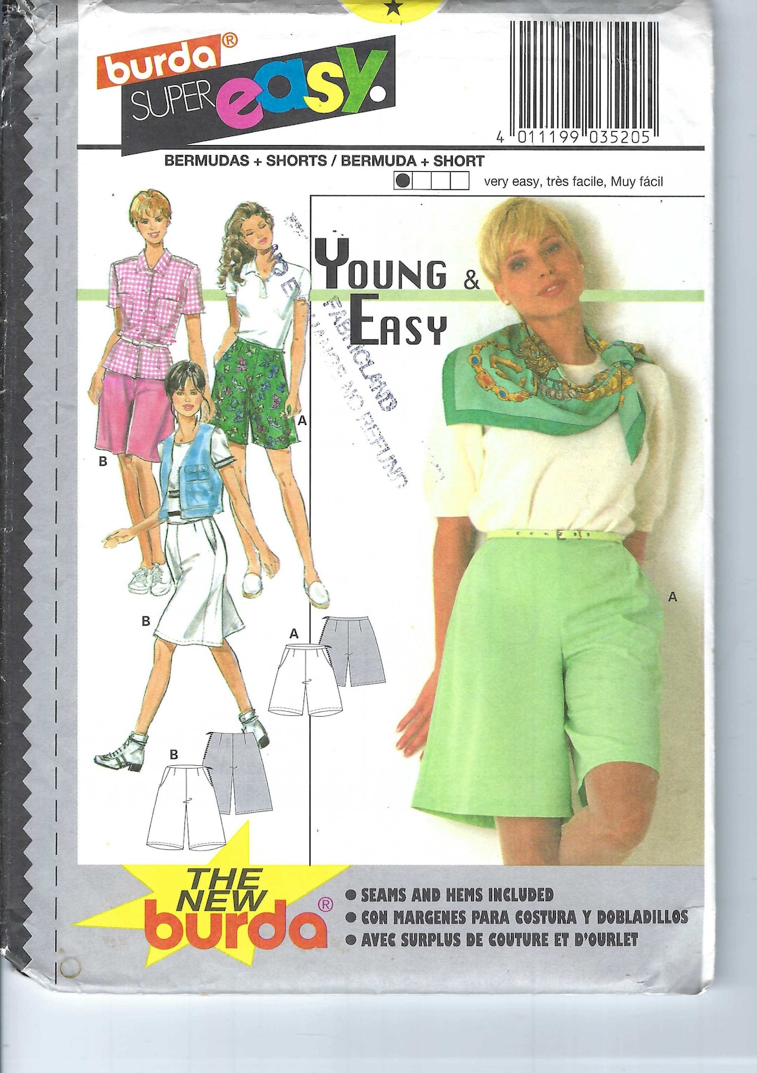 Uncut Vintage Burda Sewing Pattern Misses' Super Easy Bermuda Shorts ...