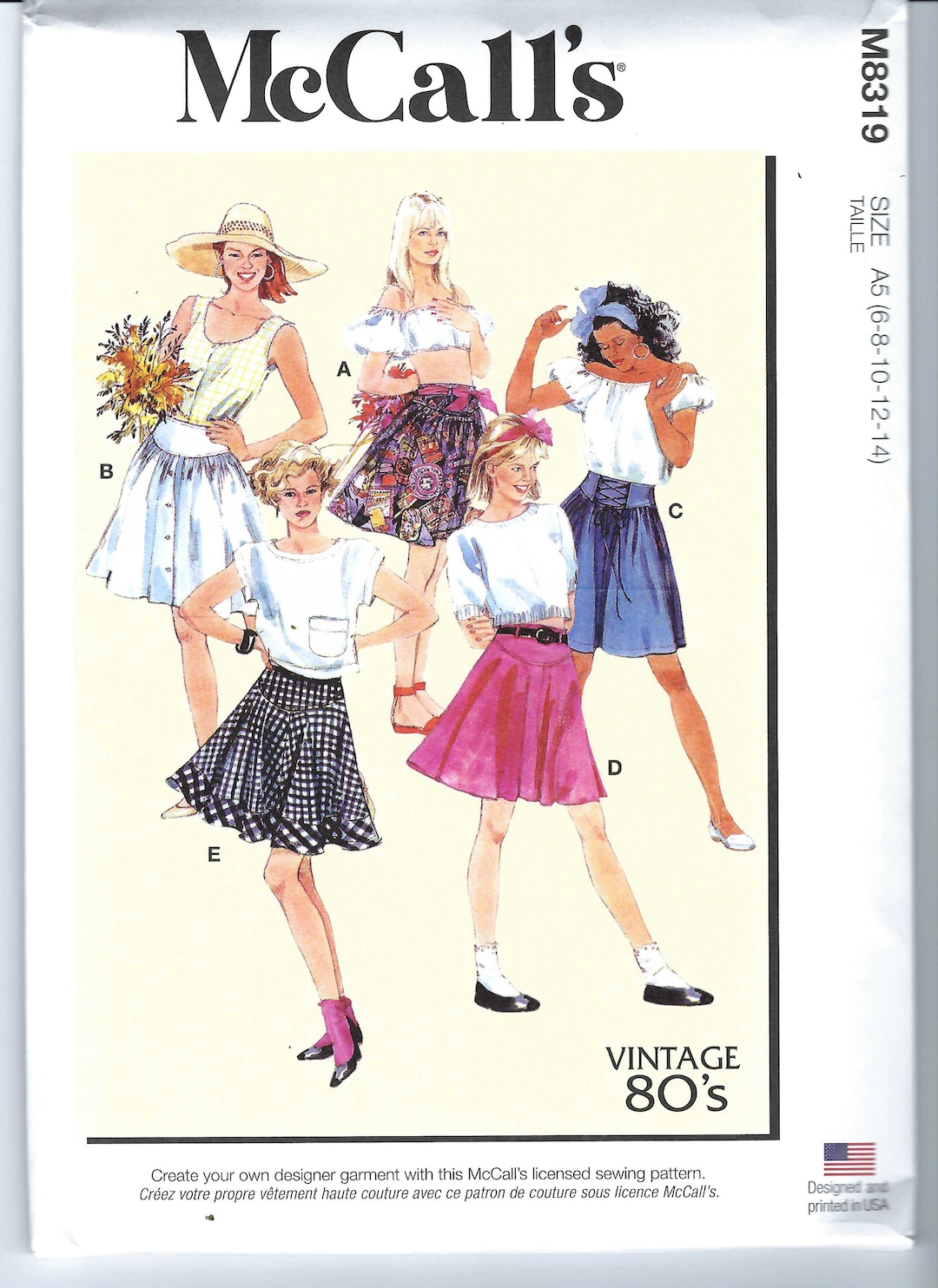 Uncut Mccalls Sewing Pattern 8319, Short Skirts, Gathered & Flared ...