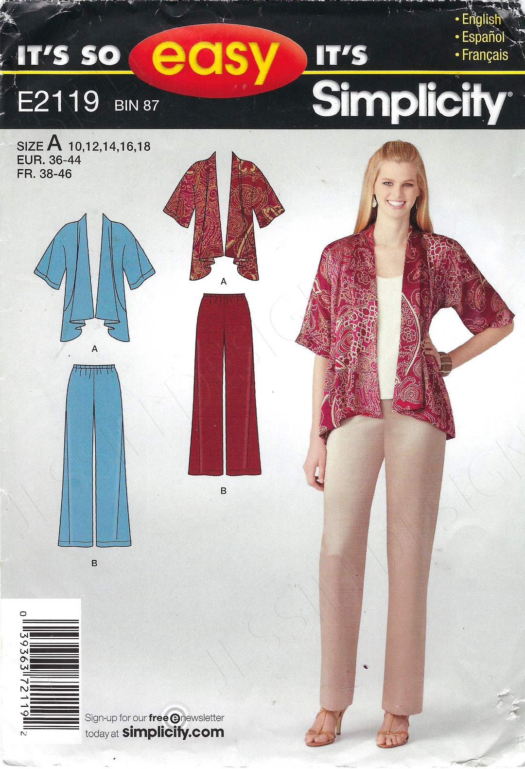 Uncut Simplicity Sewing Pattern 2119 Size 10 12 14 16 18 Sewing Pattern ...