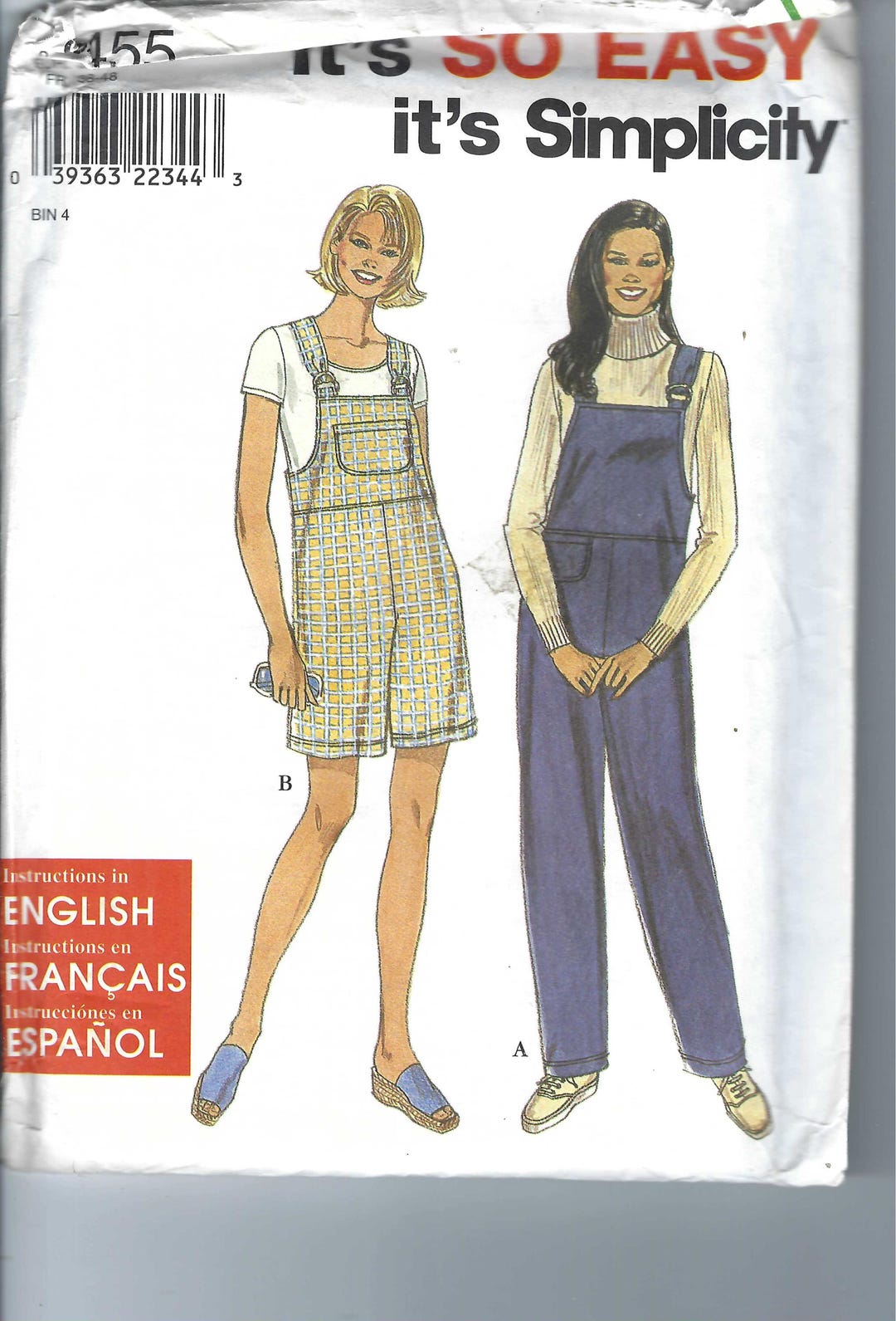 Uncut Vintage Simplicity Sewing Pattern 8455 Ladies Easy Two Length Bib ...