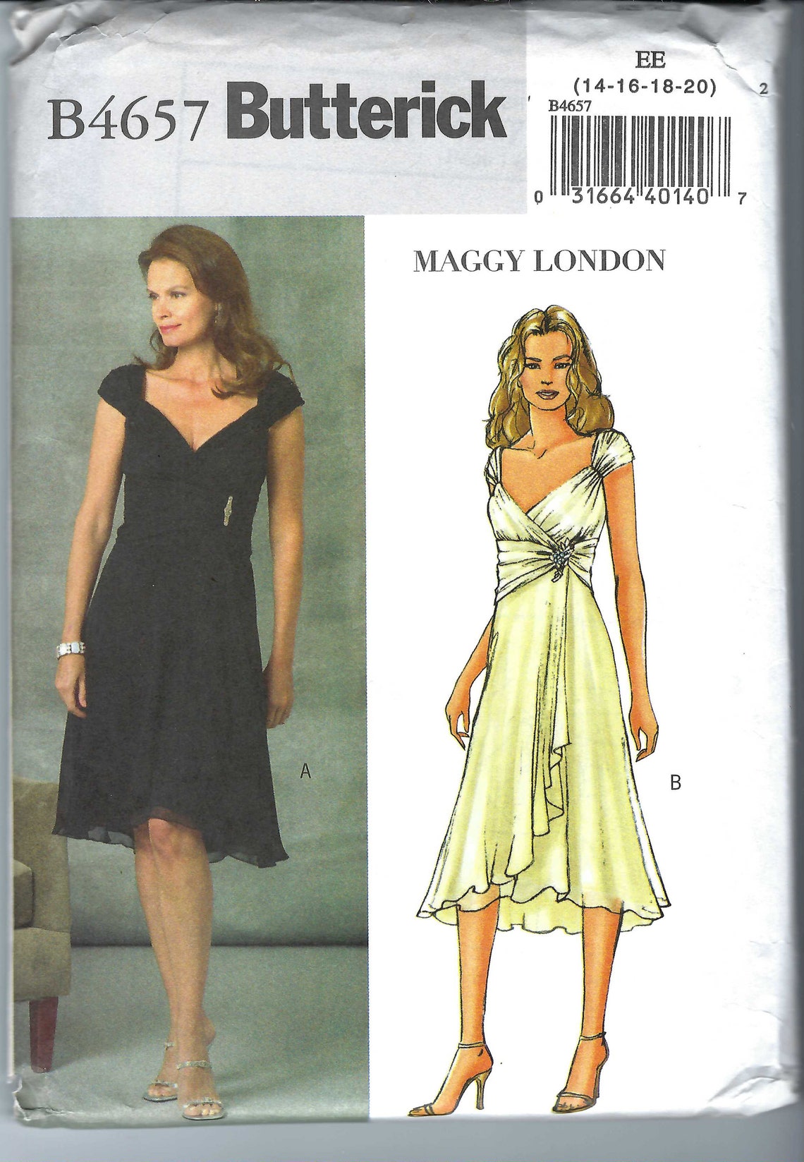 Uncut Butterick Sewing Pattern Misses' Formal Deep V Neck Mock Wrap ...