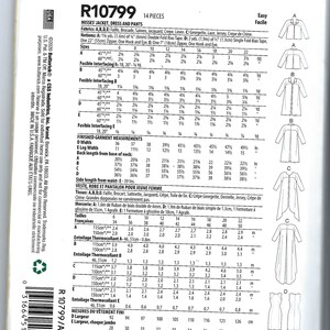 Butterick Sewing Pattern 10799 6802 Misses' Jacket, Dress & Pants Size ...