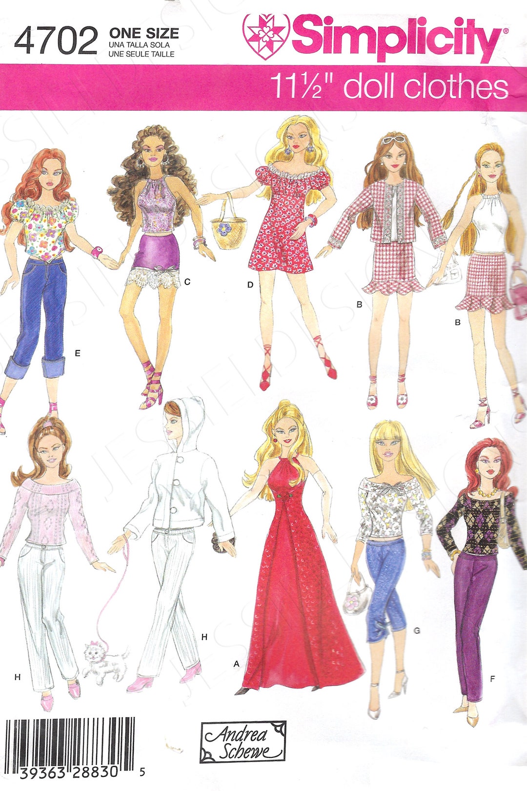 Uncut Simplicity Sewing Pattern 11682 4702 Fashion Doll Clothes Sewing ...