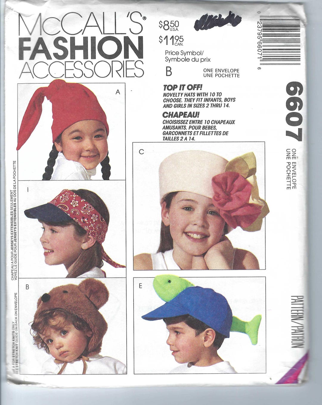 Uncut Mccalls Sewing Pattern 6607 Kids Fashion Accessories FF - Etsy