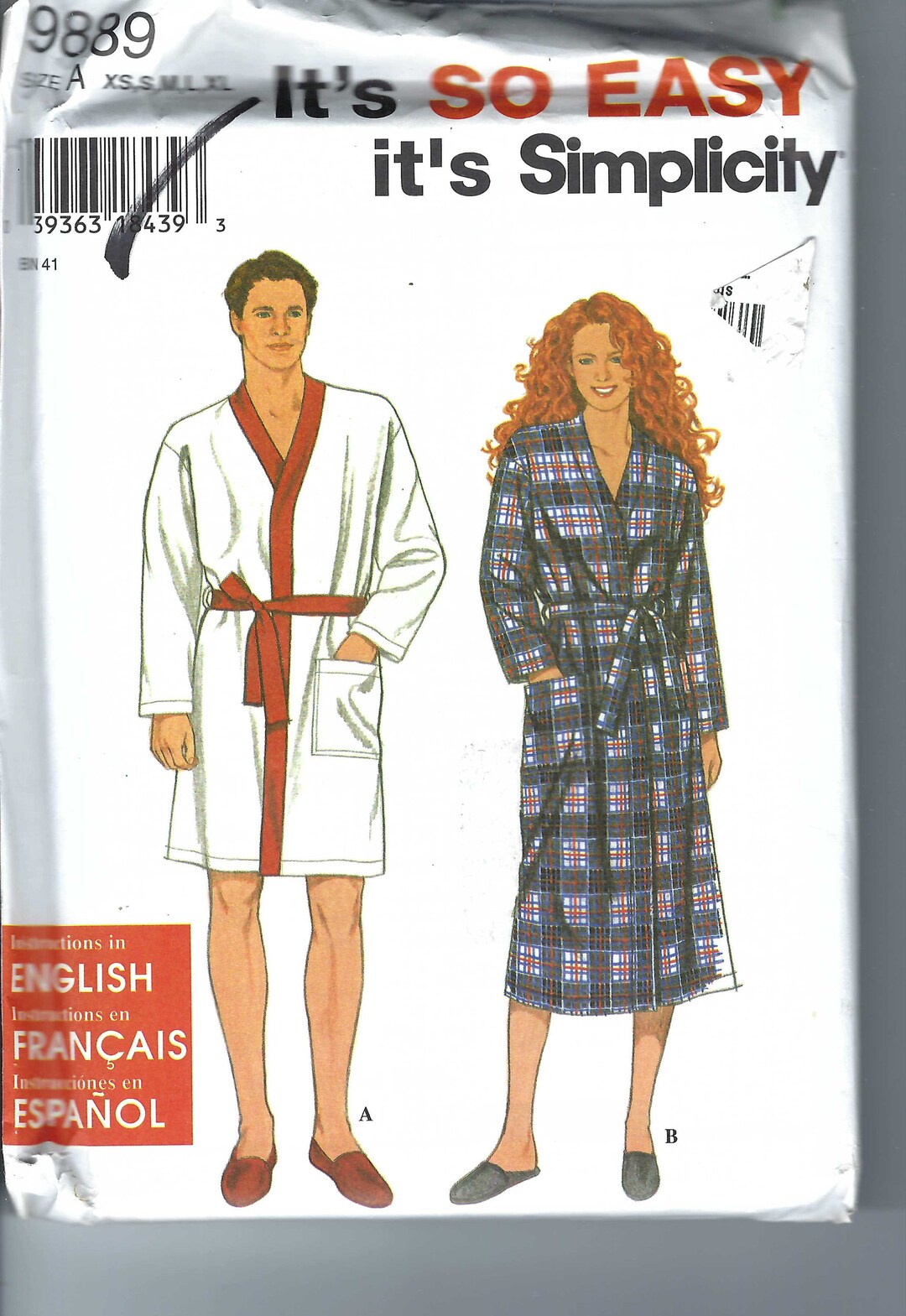 Uncut Vintage Simplicity Sewing Pattern 9889 Adults/teens Sz XS-XL Robe ...