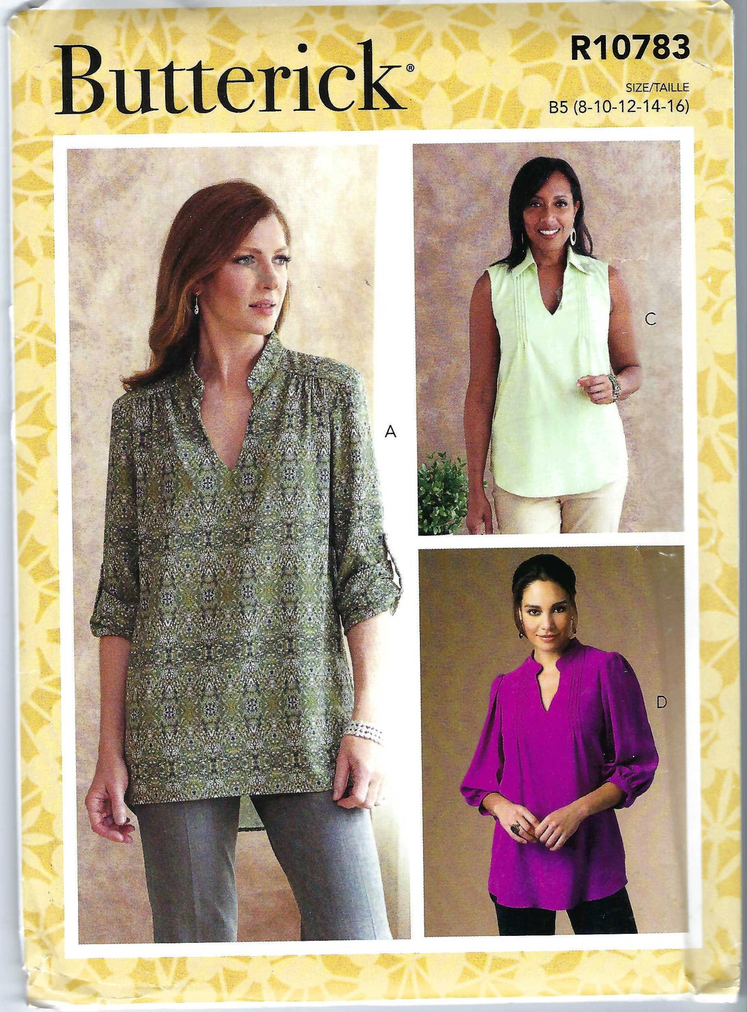Butterick Sewing Pattern Misses Tunic Loose Fit Butterick 10783 6801 B5 ...