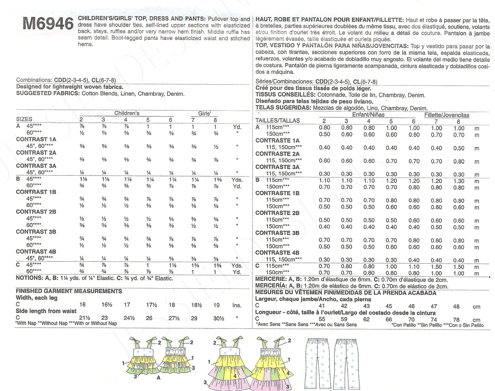Uncut Mccalls Sewing Pattern 6946 Girls' Ruffled Top - Etsy
