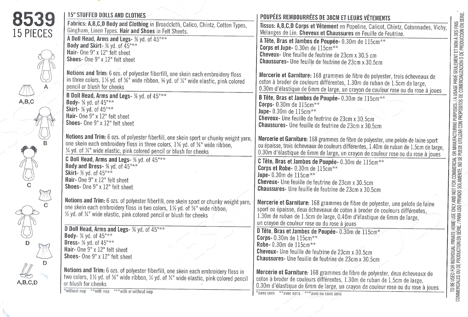 Uncut Simplicity Sewing Pattern 240 8539 Stuffed Dolls Plush | Etsy