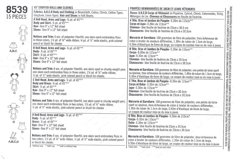 Uncut Simplicity Sewing Pattern 240 8539 Stuffed Dolls Plush - Etsy
