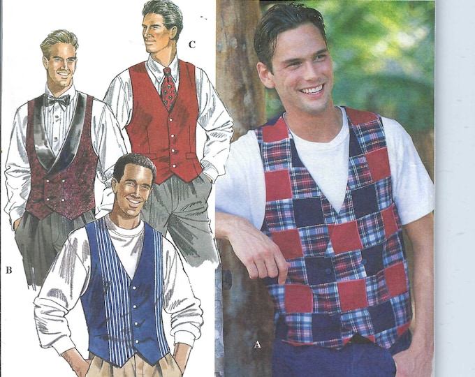 Uncut Vintage Simplicity Sewing Pattern Men's Lined Vests Single Double ...