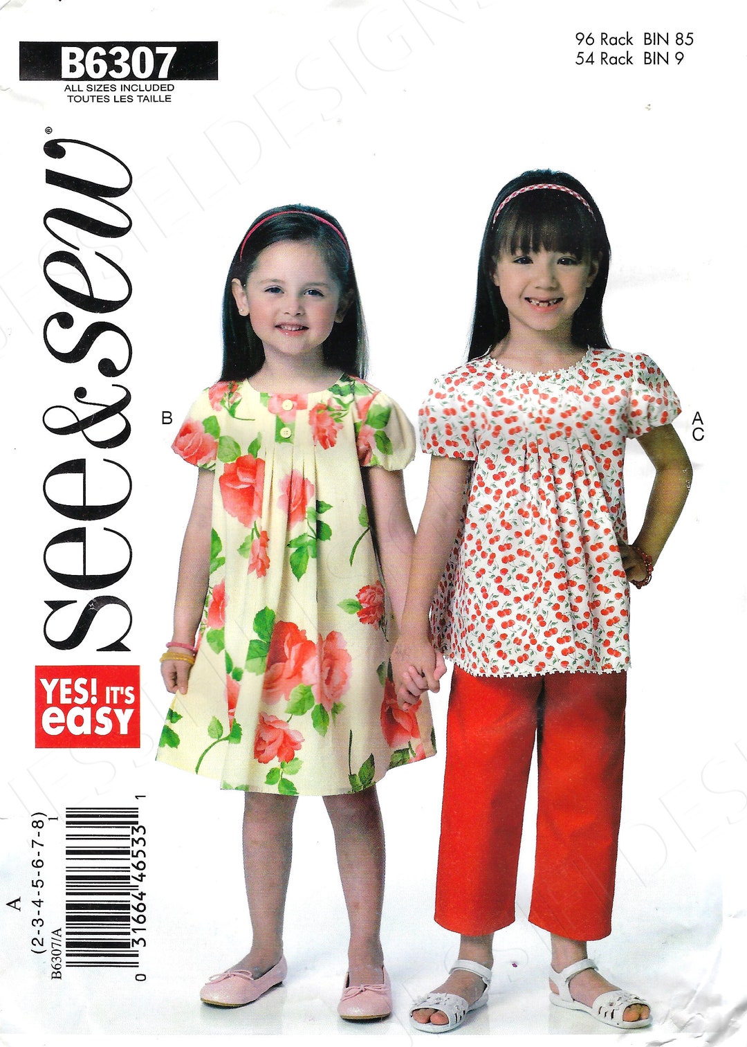 Uncut Butterick Sewing Pattern 6307 Girls Dress Pants and Top Size 2 ...