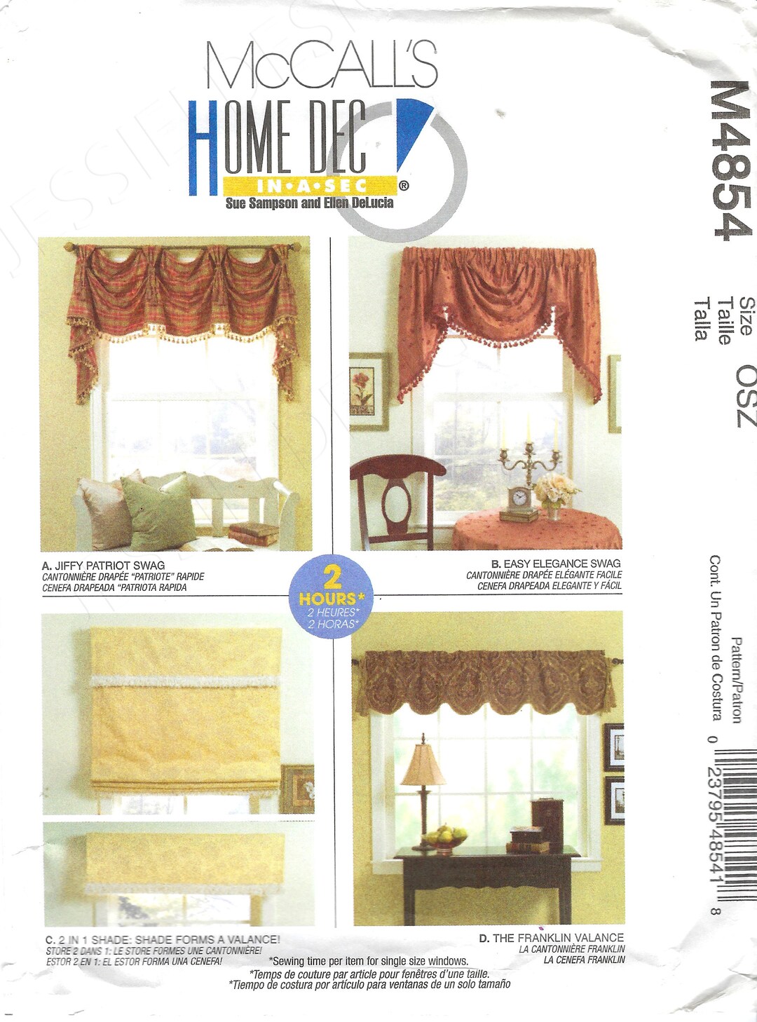 Uncut Mccalls Sew Sewing Pattern 4854 Super Simple Window Curtain FF - Etsy