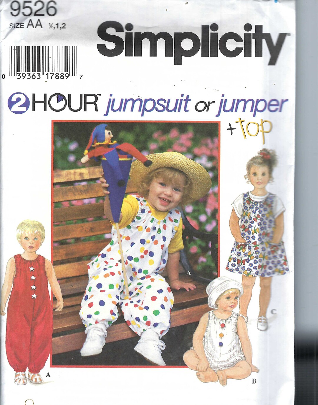 Uncut Vintage Simplicity Sewing Pattern 9526 Toddlers Jumpsuit Jumper ...