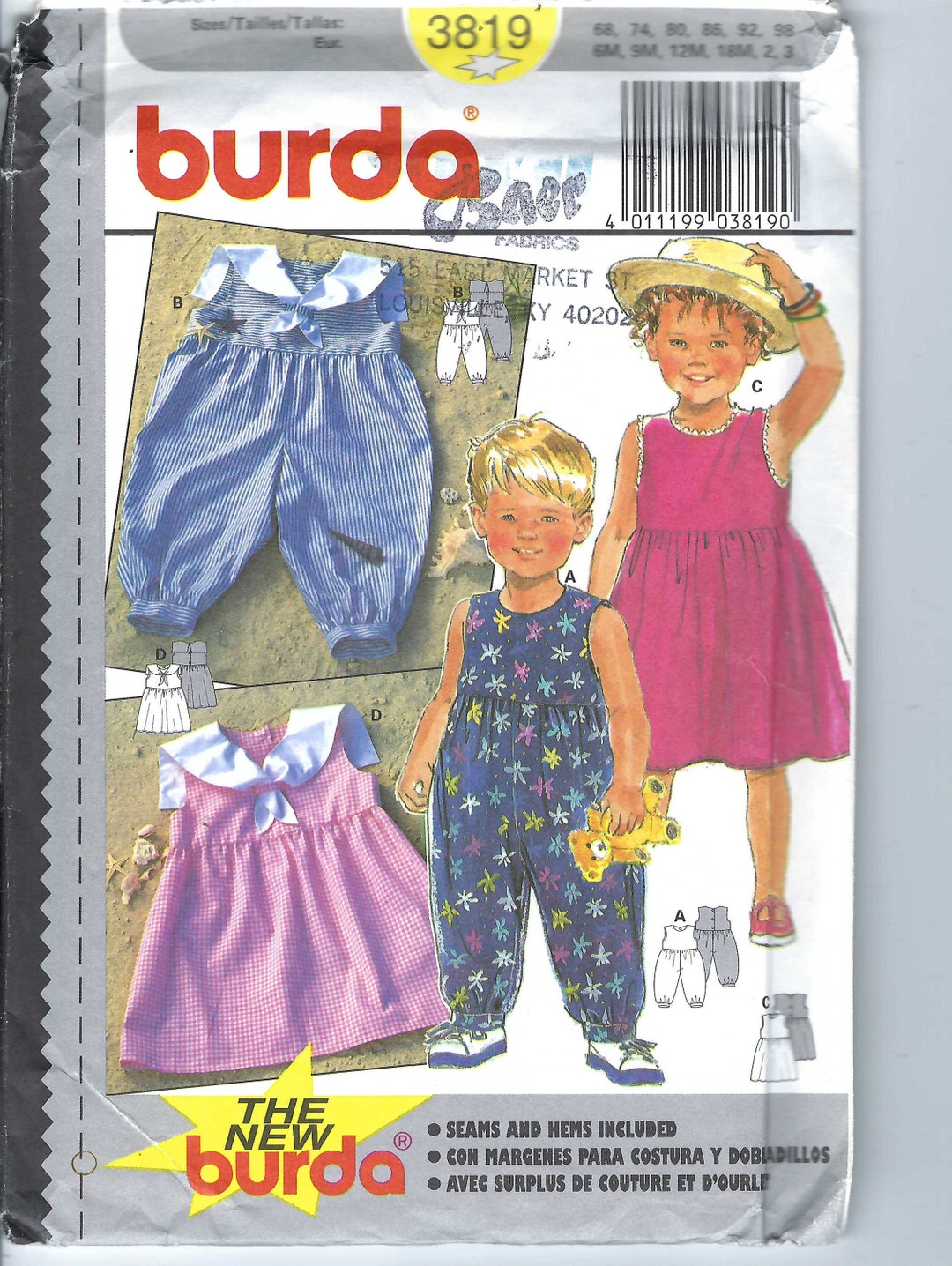 Uncut Vintage Burda Sewing Pattern Size 6M - 3 Toddler Boy or Girl Easy ...