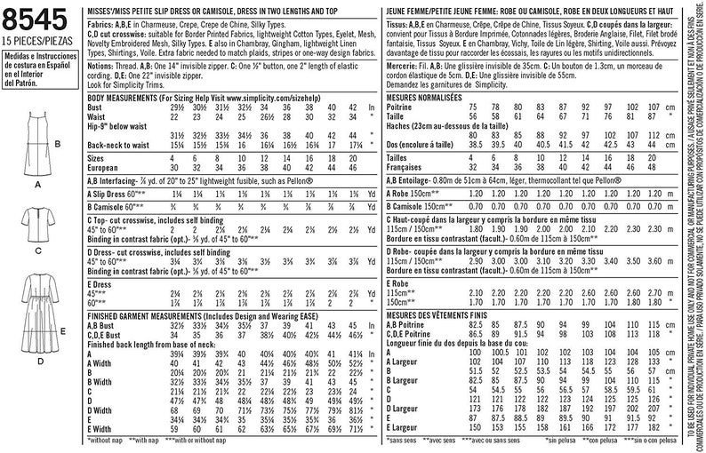 Uncut Simplicity Sewing Pattern 8545 884 8545 Misses' and | Etsy