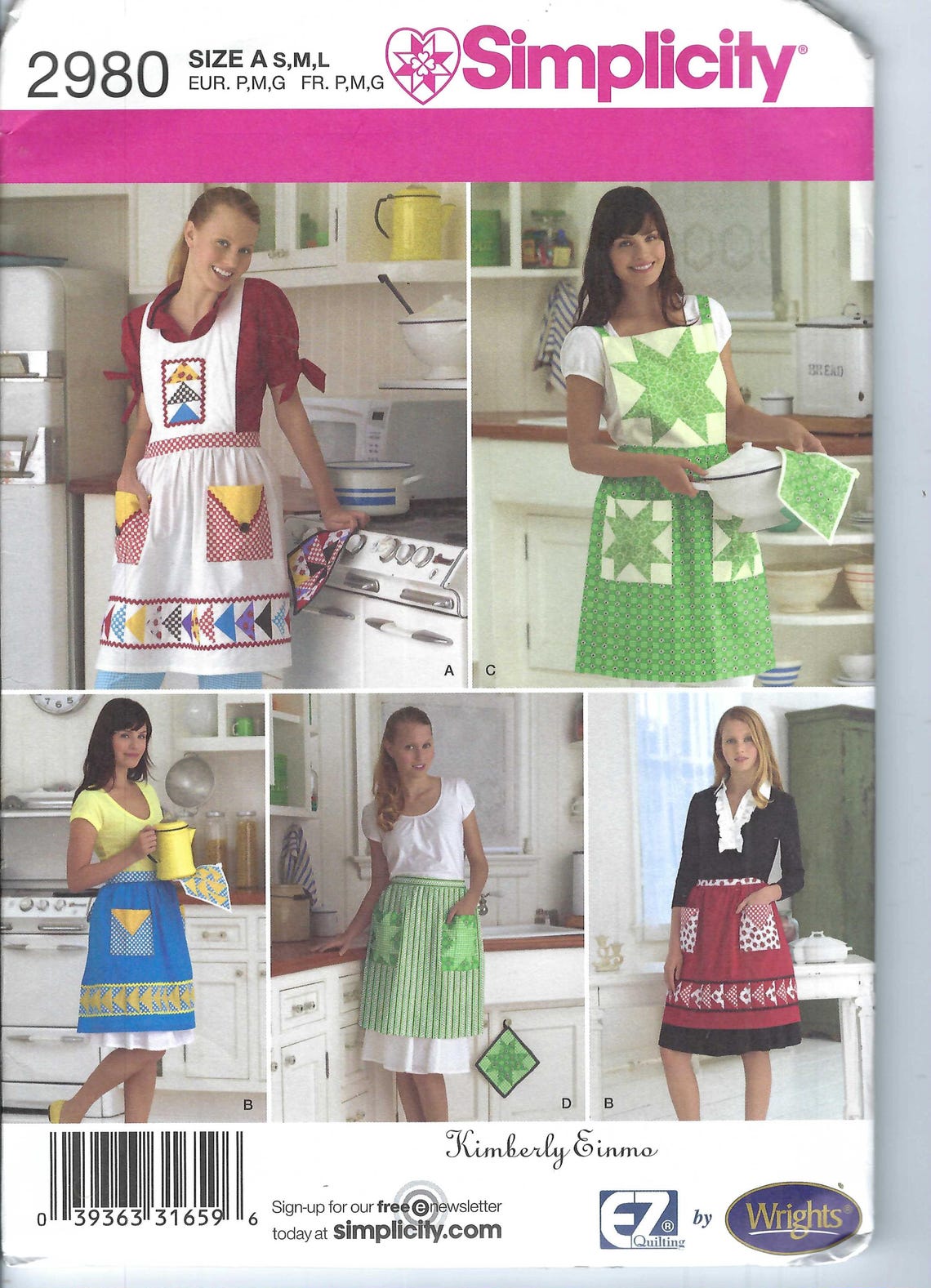 Uncut Simplicity Sewing Pattern 2980 Patchwork Aprons and Potholder ...