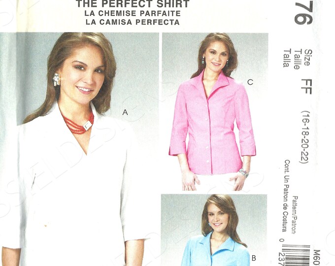 UNCUT Mccalls Sewing Pattern 6076 Wing Collar Shirts Button Front ...