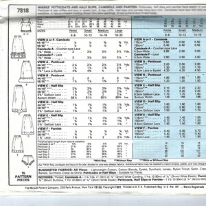 Uncut Vintage Mccalls Sewing Pattern Lingerie Pattern Mccall's 7818 ...