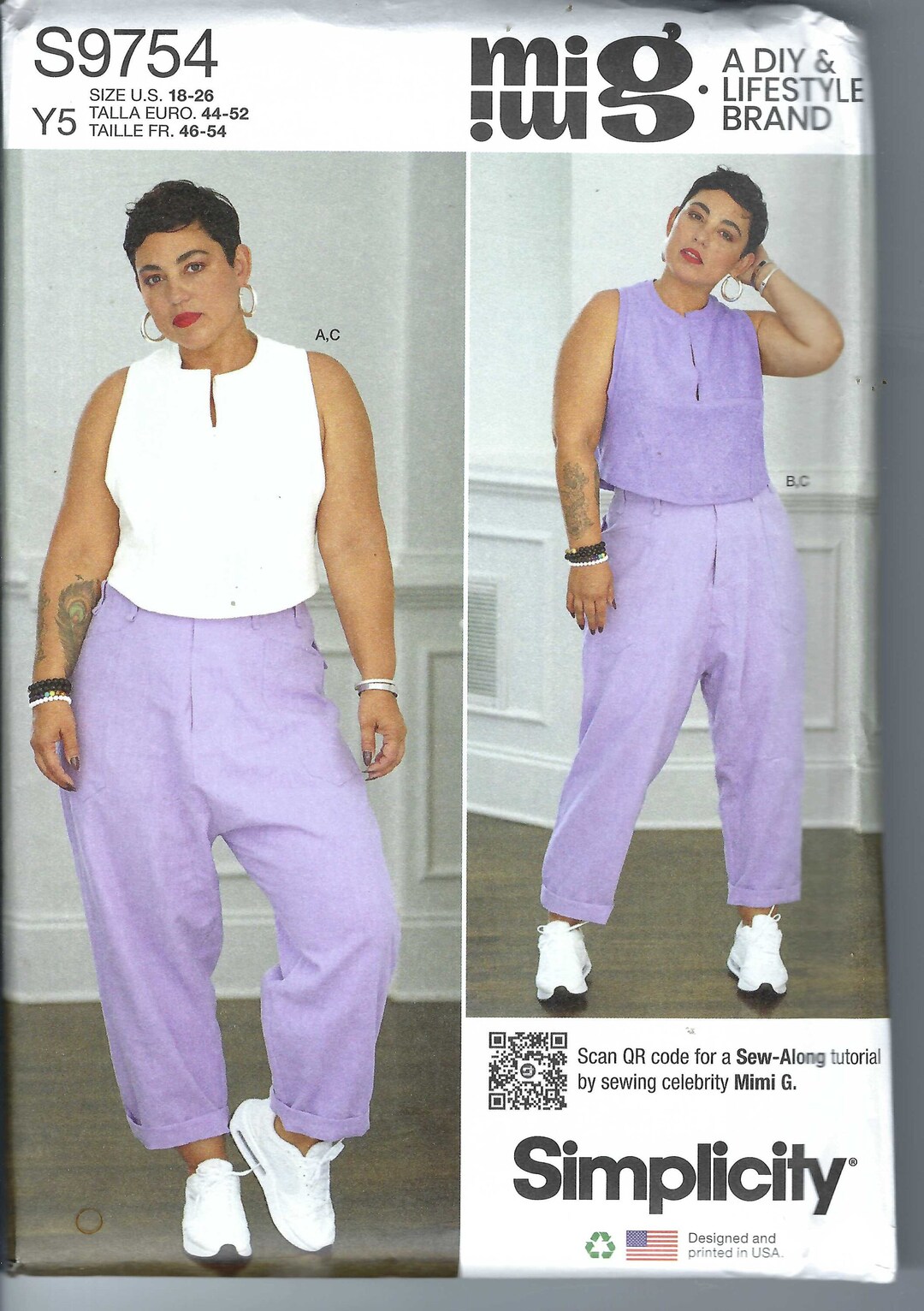 Uncut Simplicity Sewing Pattern 9754 11774 Misses' Tops and Cargo Pants ...