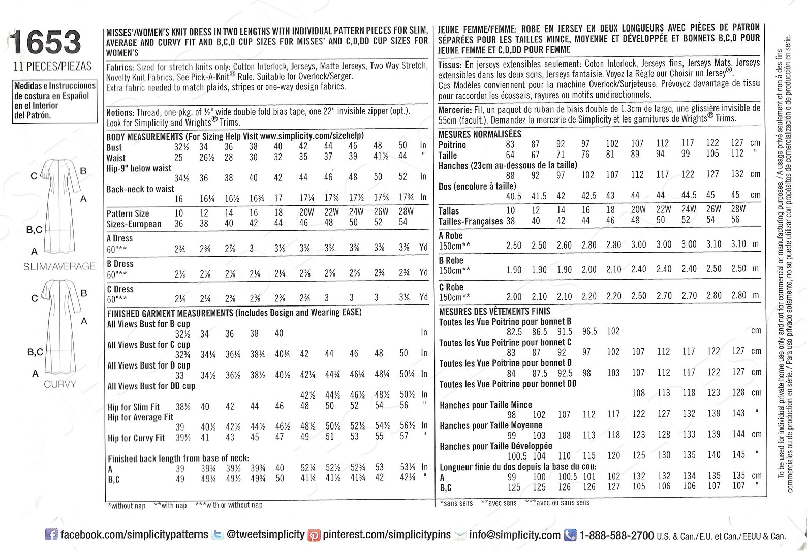 Uncut Simplicity Sewing Pattern 269 501 1653 Misses' & Plus Sizes ...