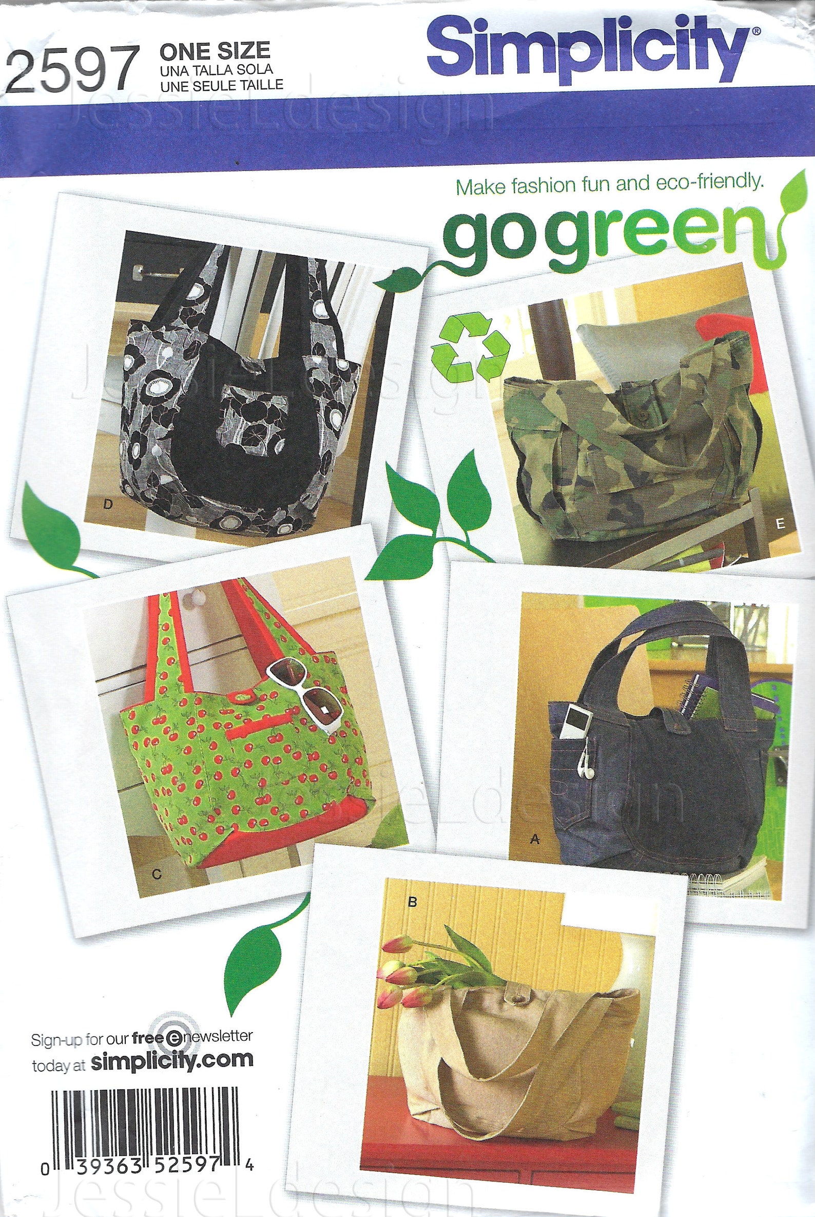 Uncut Simplicity sewing pattern 2597 Go Green bag purse FF | Etsy