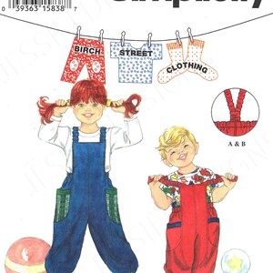 Uncut Vintage Simplicity Sewing Pattern 9133 Child Girls Boys Overalls ...