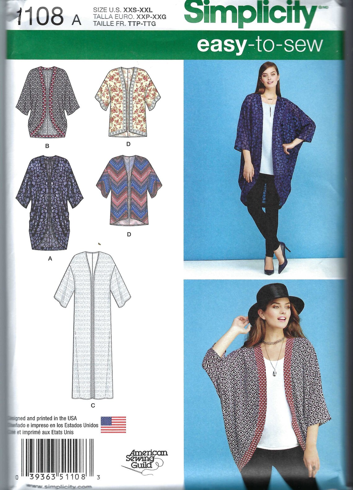 Uncut Simplicity Sewing Pattern 1108 American Sewing Guild Misses ...