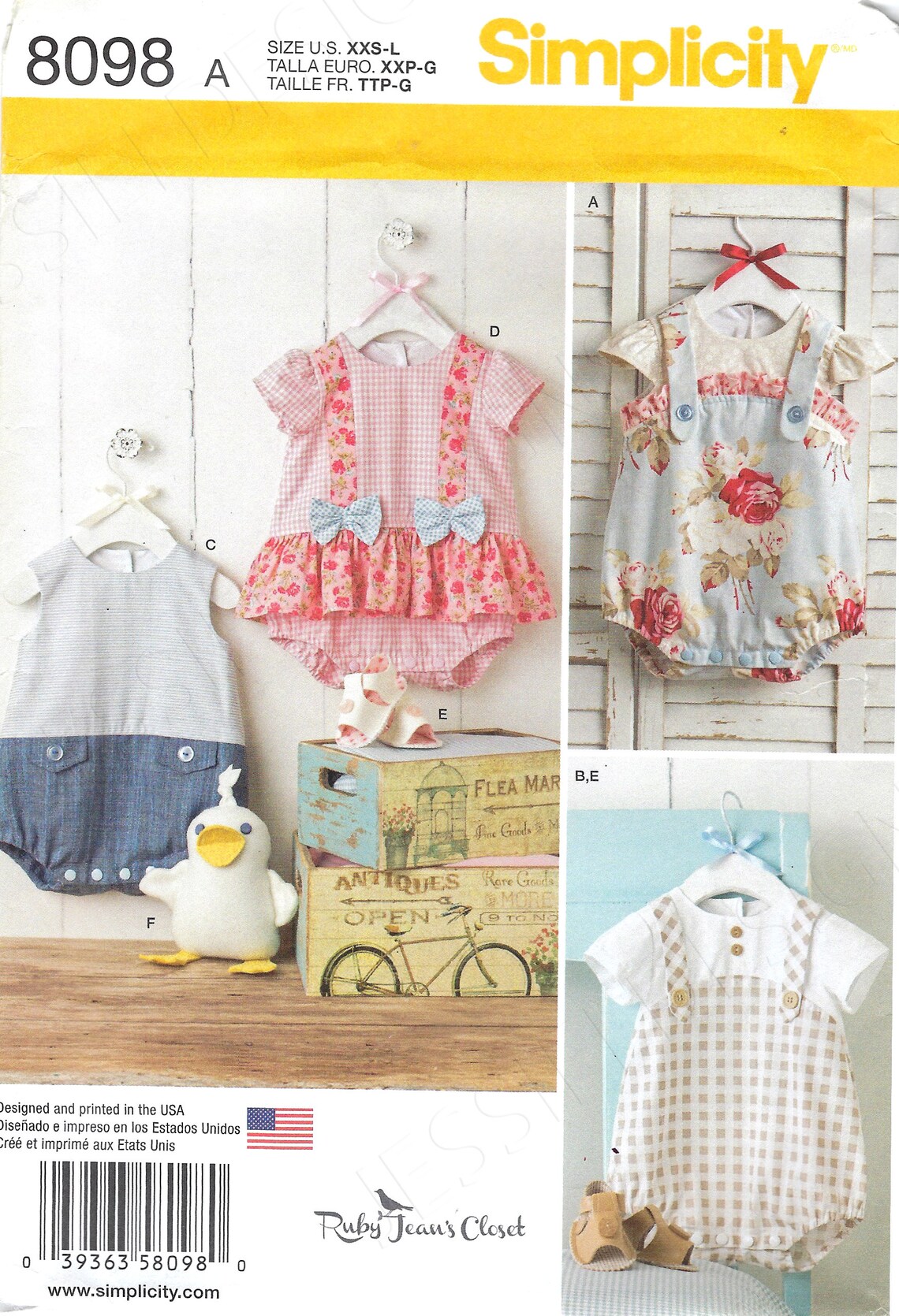 Uncut Simplicity Sewing Pattern 8098 Babies Rompers Sandals | Etsy