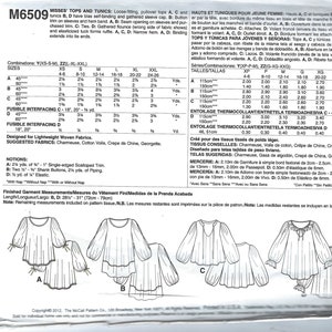 Uncut Mccall's Sewing Pattern 6509 Sewing Pattern for Misses Easy Pullover Tops and Tunics With ...