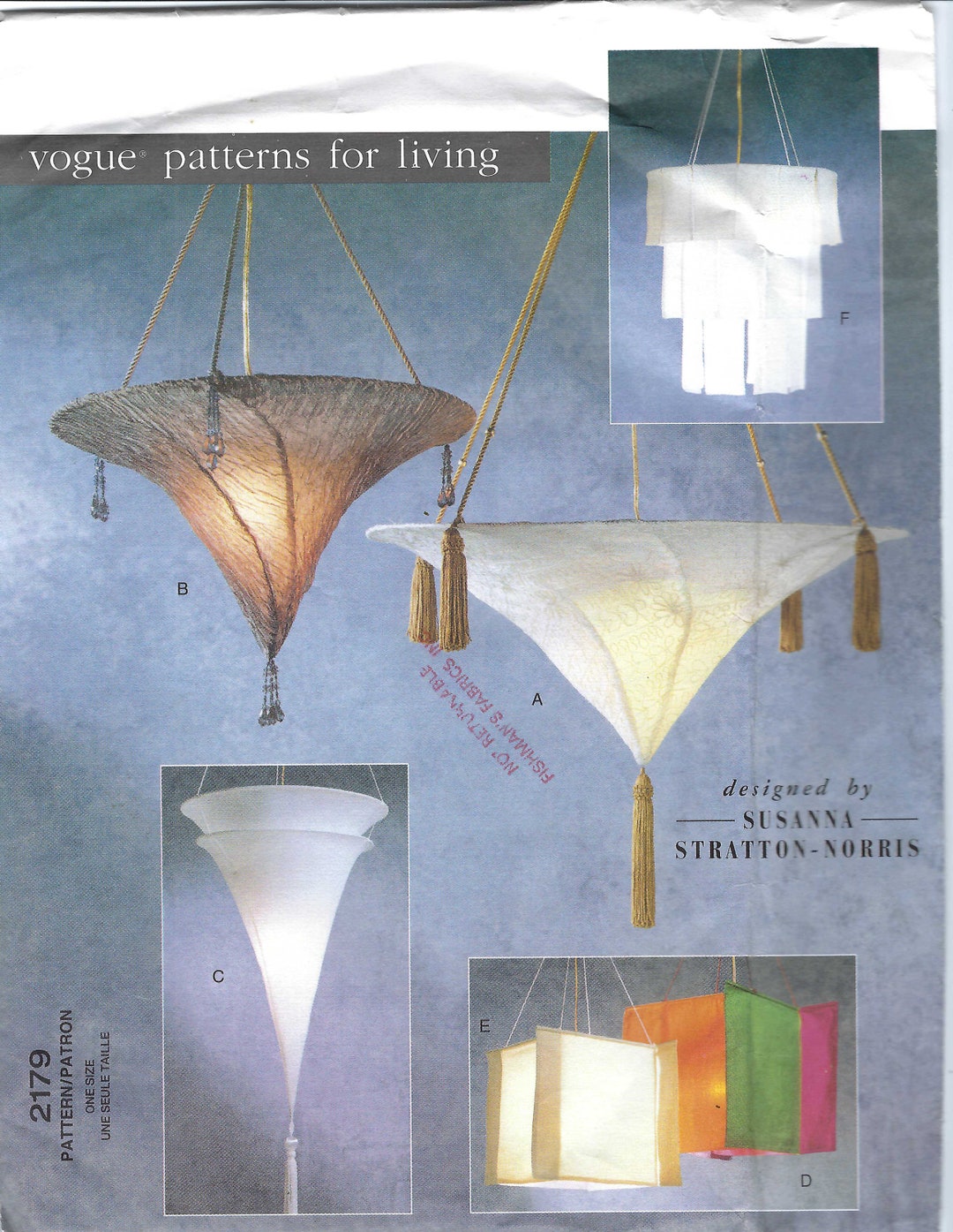 Uncut Vogue Sewing Pattern 2179 Hanging Lamps Pattern Susanna Stratton ...