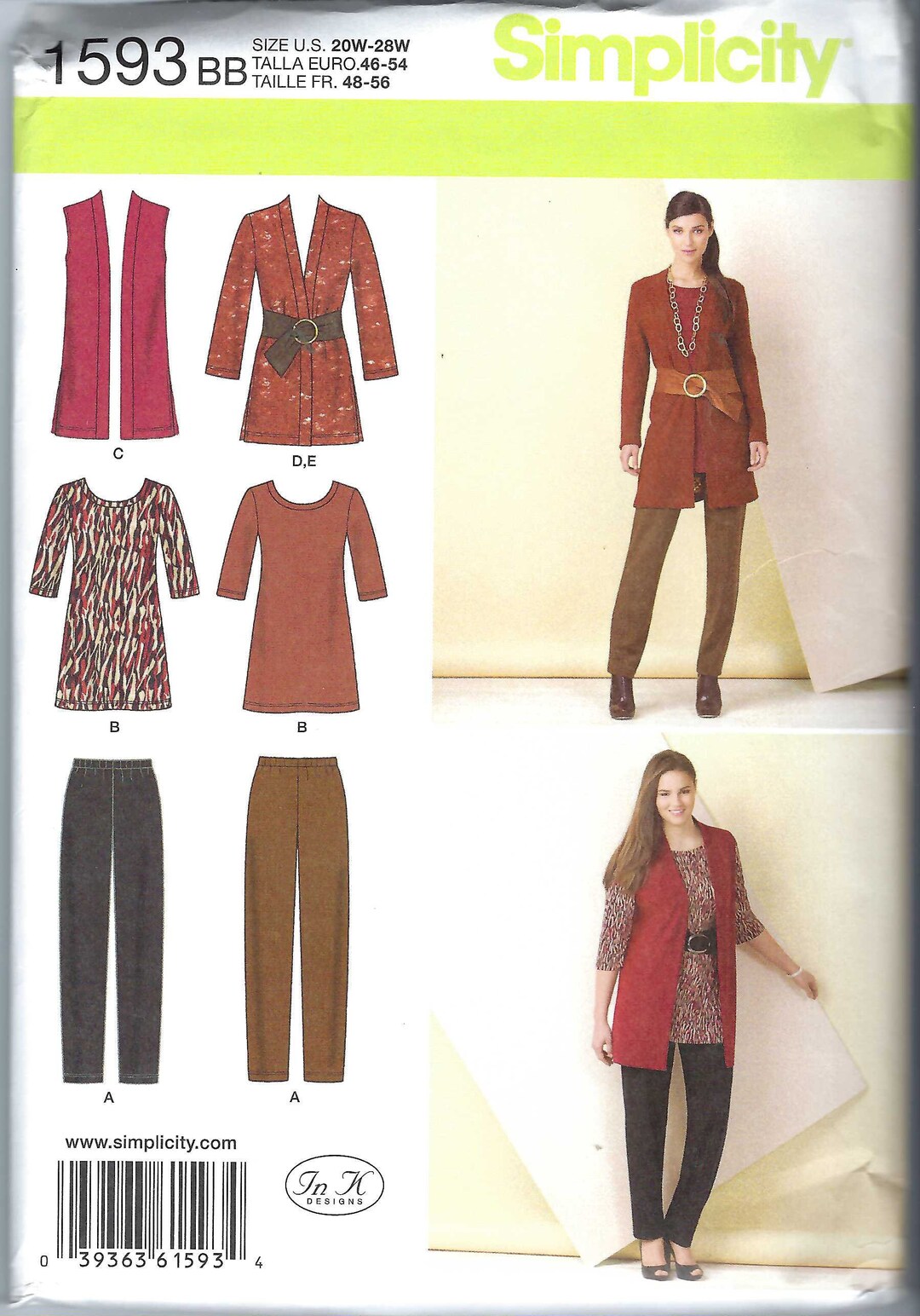 Uncut Simplicity Sewing Pattern 1593, Women's Knit Slim Pants, Tunic ...