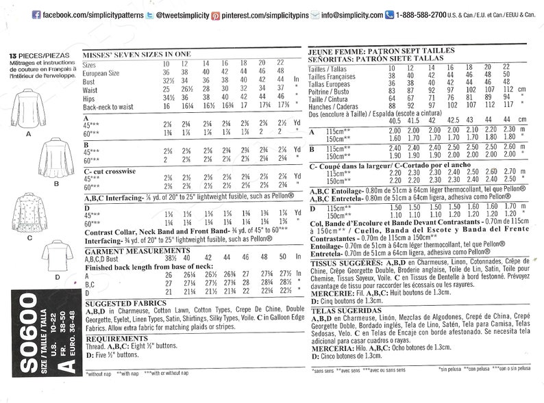 Uncut New Look Sewing Pattern 600 6304 Assorted Style of - Etsy