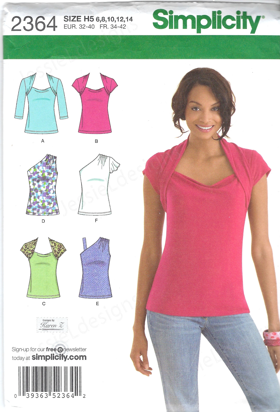 Uncut Simplicity Sewing Pattern 2364 Knit Top With Variations, Sizes 6 ...