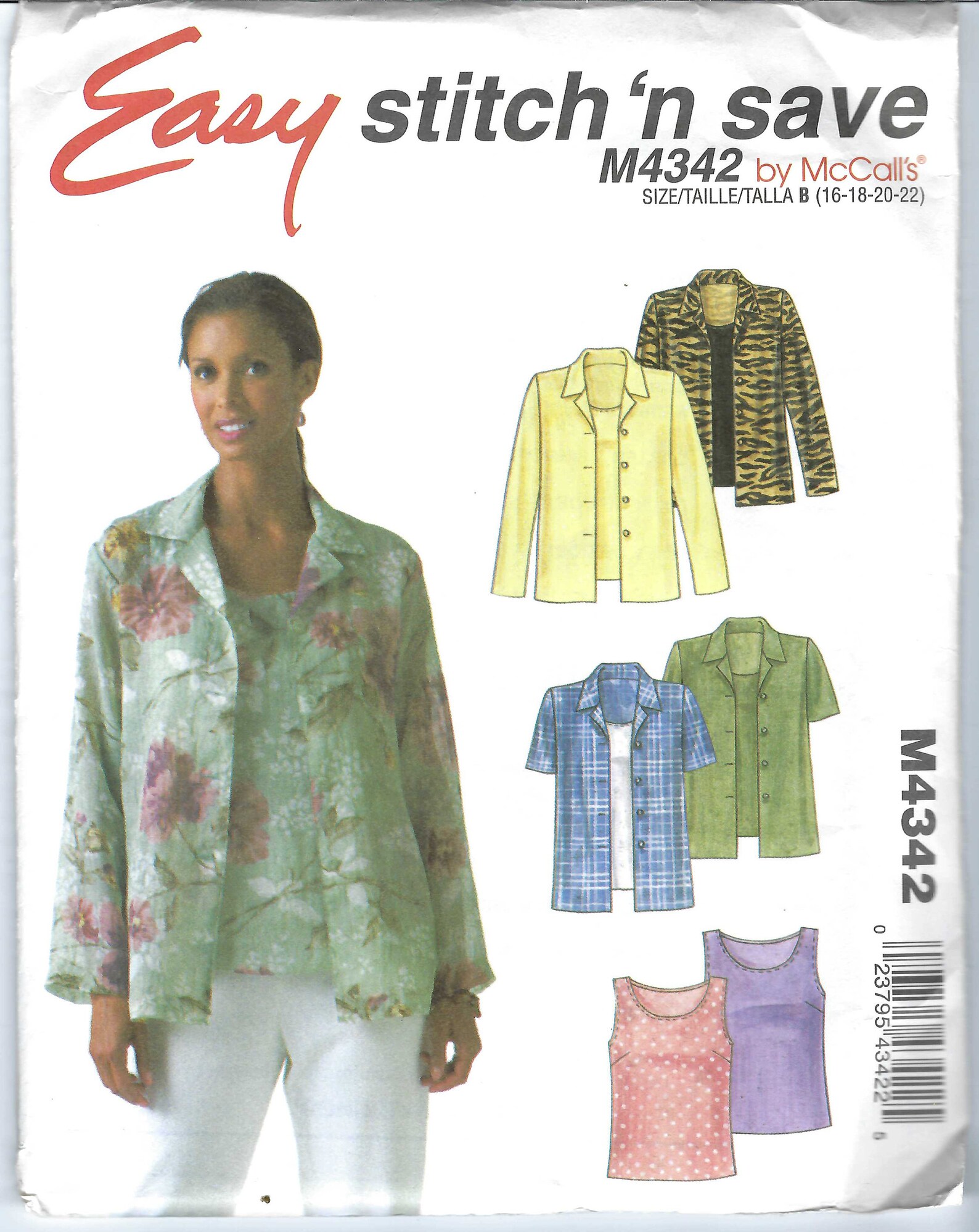 Uncut Mccalls Sew Sewing Pattern 4342 Stitch N Save Shirt and Top ...