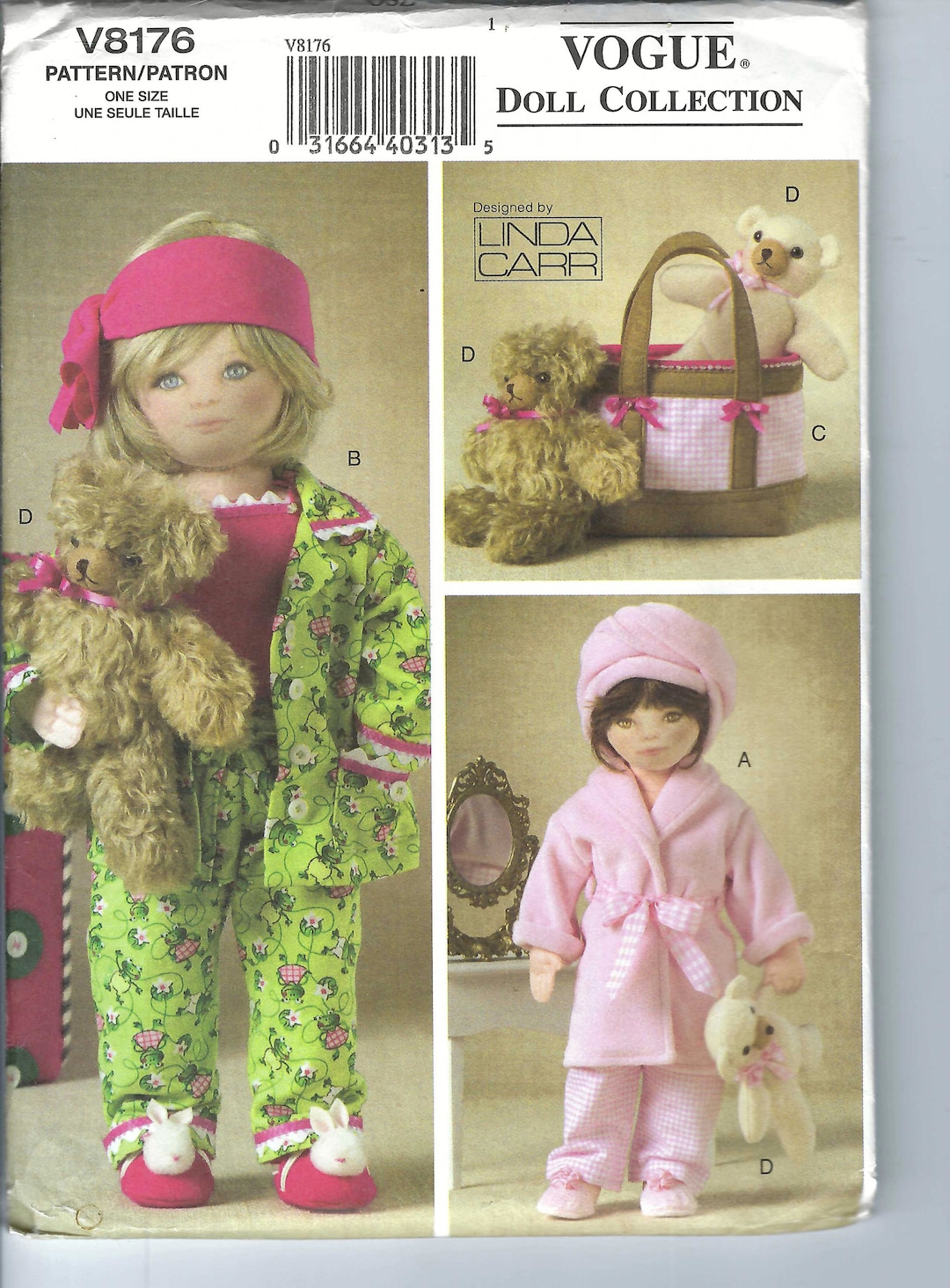 Uncut Vogue Sewing Pattern 18" Doll Nightwear Sewing Pattern, Pajamas ...