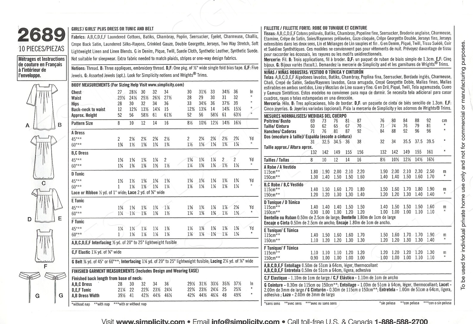 Uncut Simplicity Sewing Pattern 2689 Girls Dress or Tunic and - Etsy