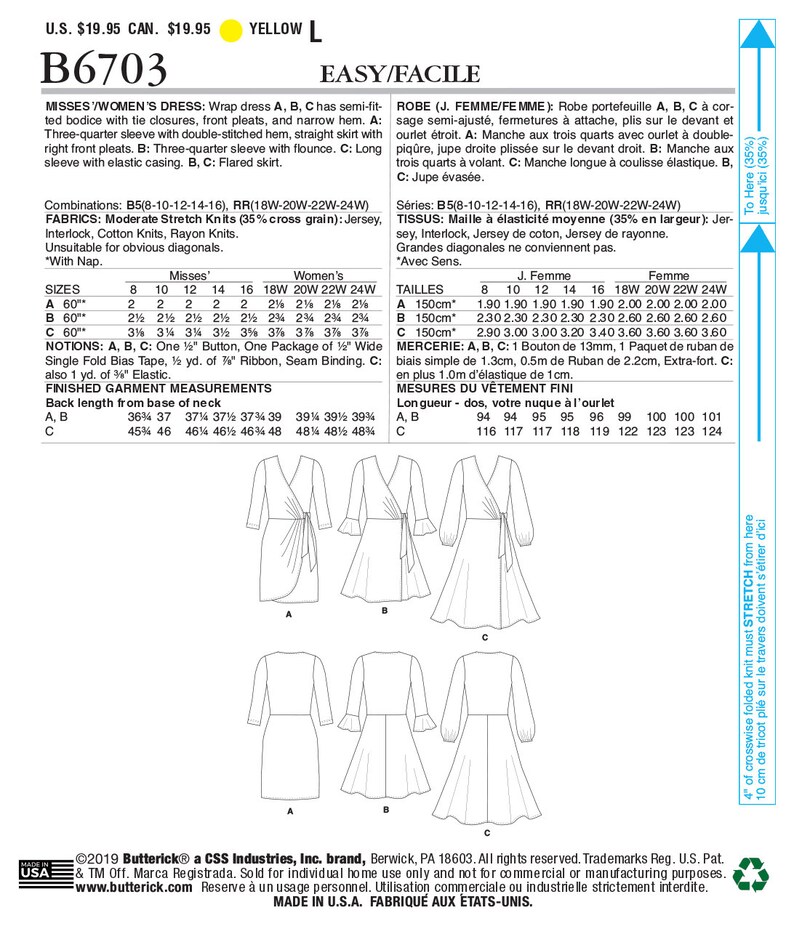 Uncut Butterick Sewing Pattern B6703 6703 10345 | Etsy