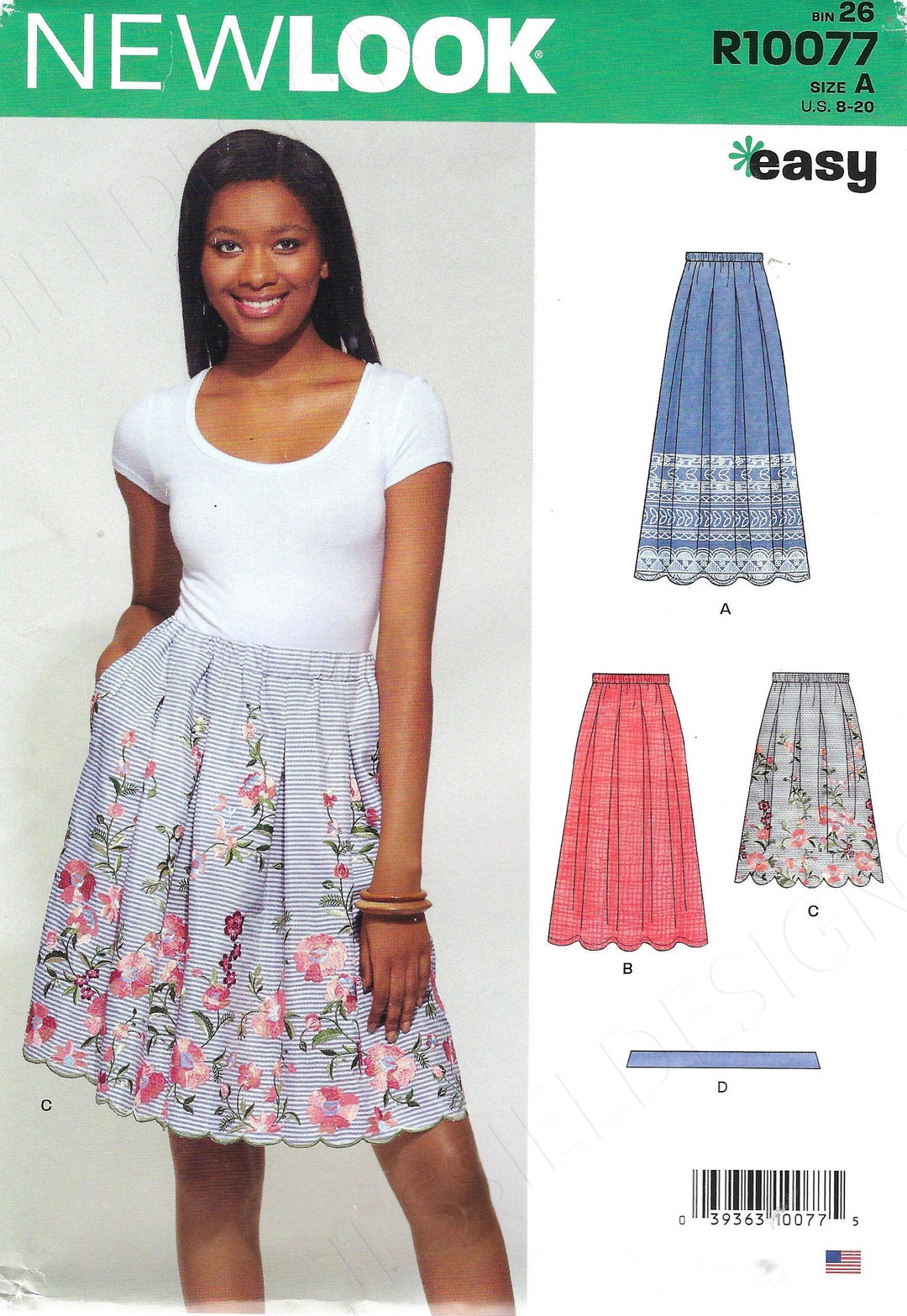 Uncut New Look Sewing Pattern 10077 6605 R10077 Misses Skirts - Etsy