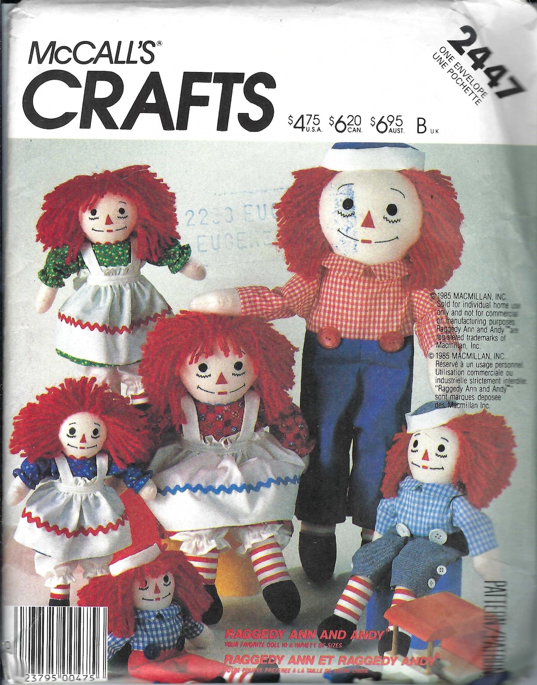 Uncut Mccalls Sewing Pattern 2447 813 Dolls With Clothes and Blue Transfer - Etsy