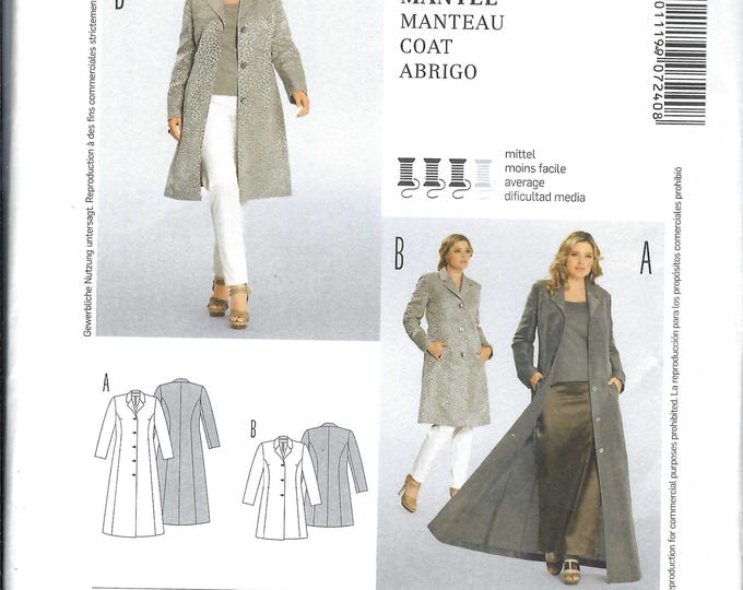 Uncut Burda Sewing Pattern 7240 Coat Pattern A-line , Princess Seams ...