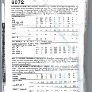 Uncut Vintage Simplicity Sew Sewing Pattern 8072 Scoop Neckline Flared ...