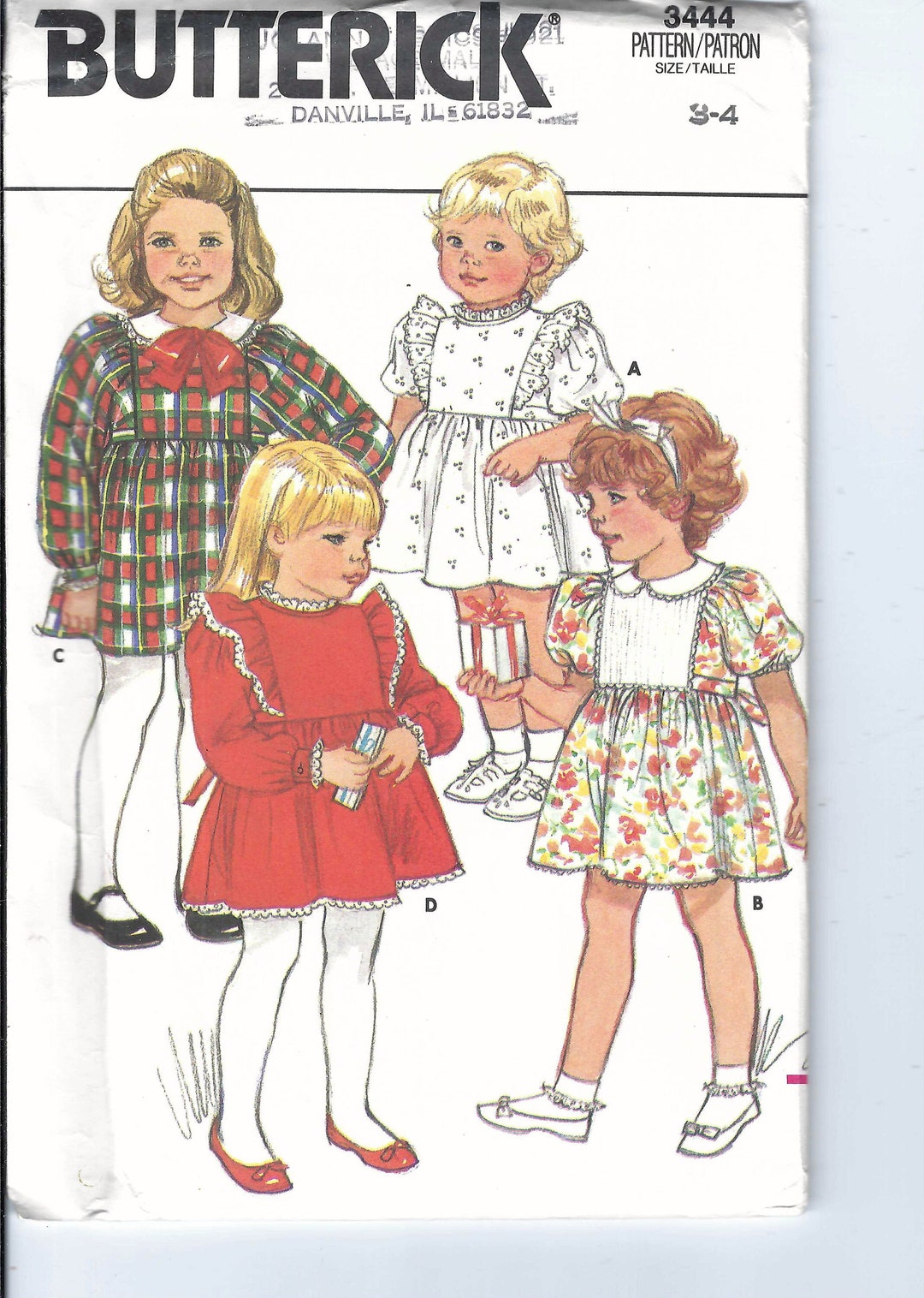 Rare Uncut Vintage Butterick Sewing Pattern 3444 Butterick Girl Dress ...