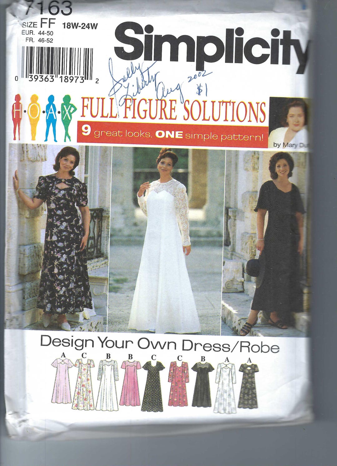 Uncut Vintage Simplicity Sewing Pattern 7163 Womens Plus Size Full ...