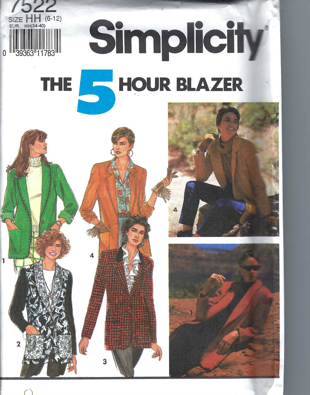 Uncut Vintage Simplicity Sewing Pattern 7522 Easy Blazer Below Hip ...