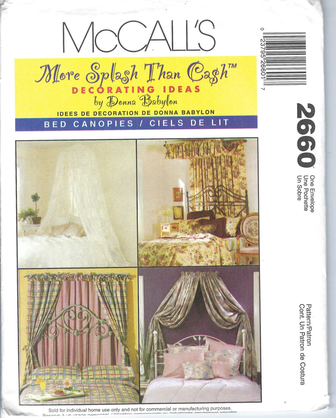 Uncut Mccall's Sewing Patterns Bed Canopies Uncut Sewing Pattern 2660 ...