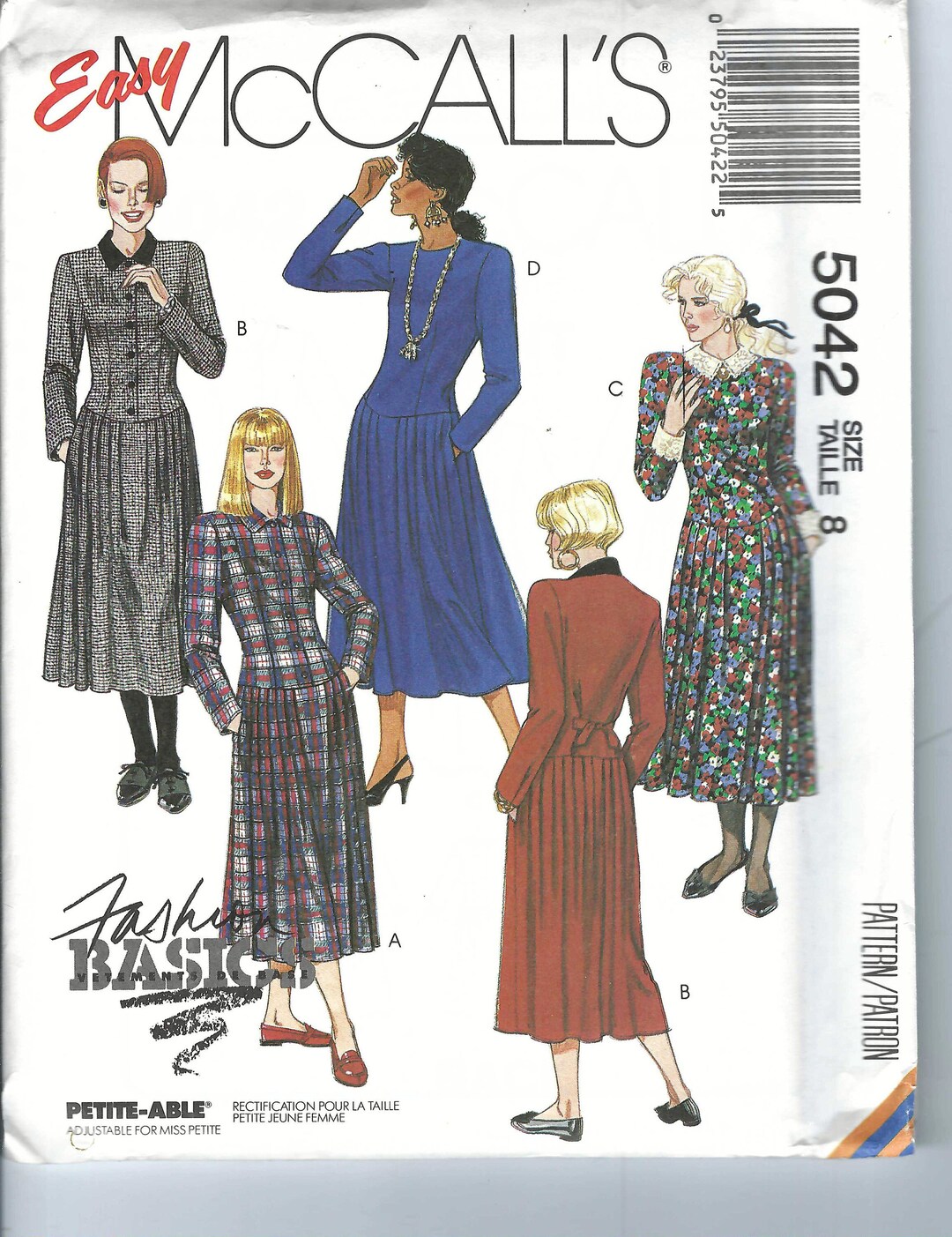 Uncut Vintage Mccalls Sewing Pattern 5042 Misses Drop Waist Dresses ...