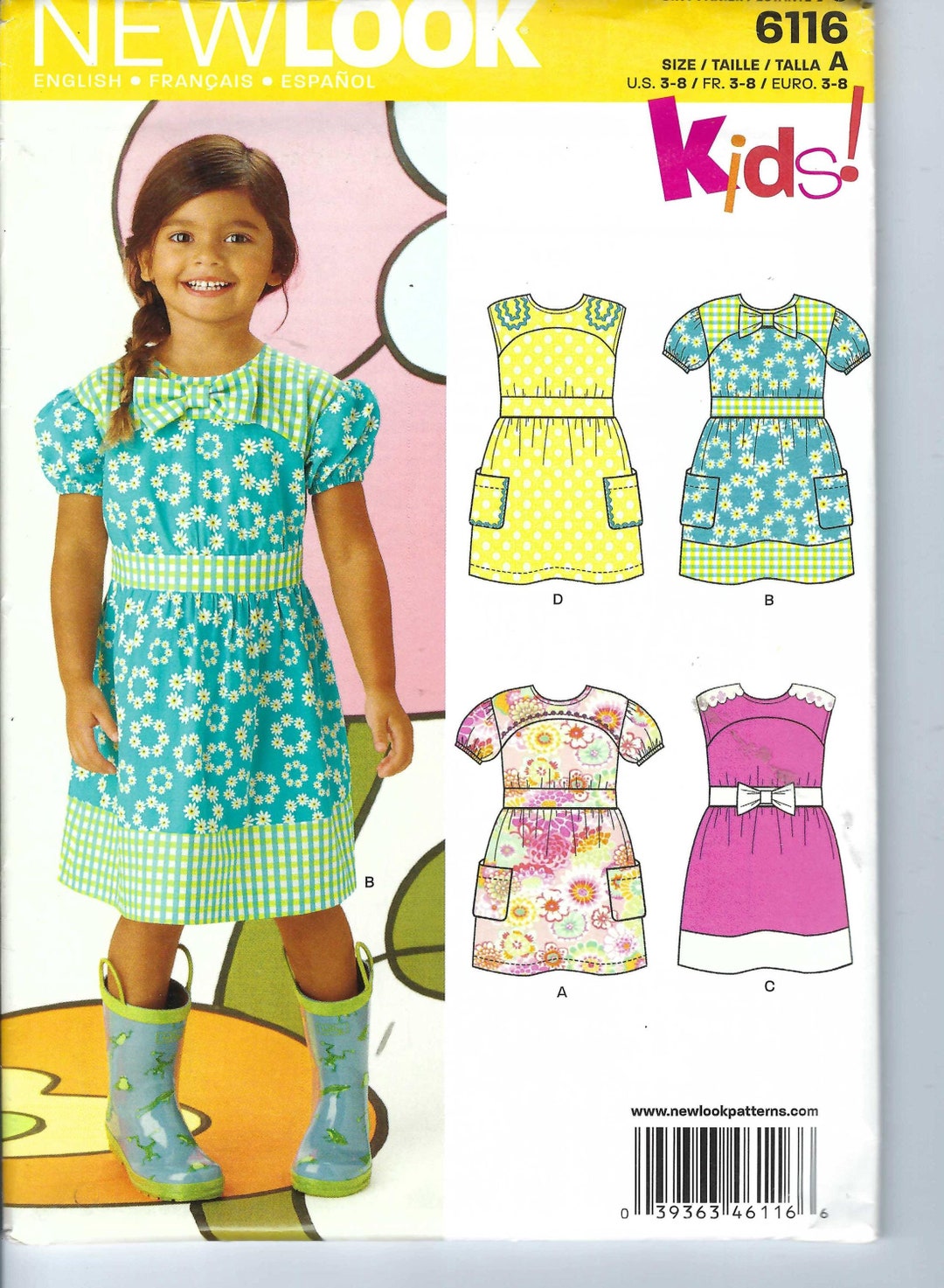 Uncut New Look Sewing Pattern 6116 0146 Dress Girls Size 3-8 FF - Etsy