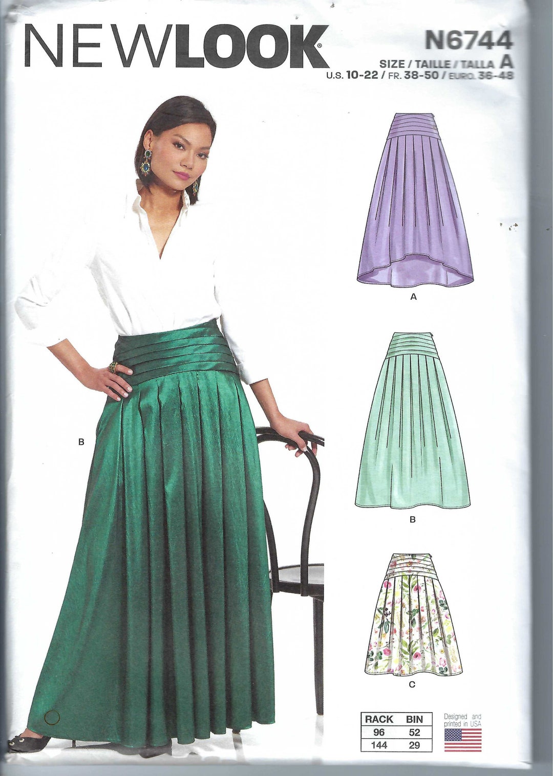 Uncut New Look Sewing Pattern 6744 Misses' Skirt With Length Variations ...