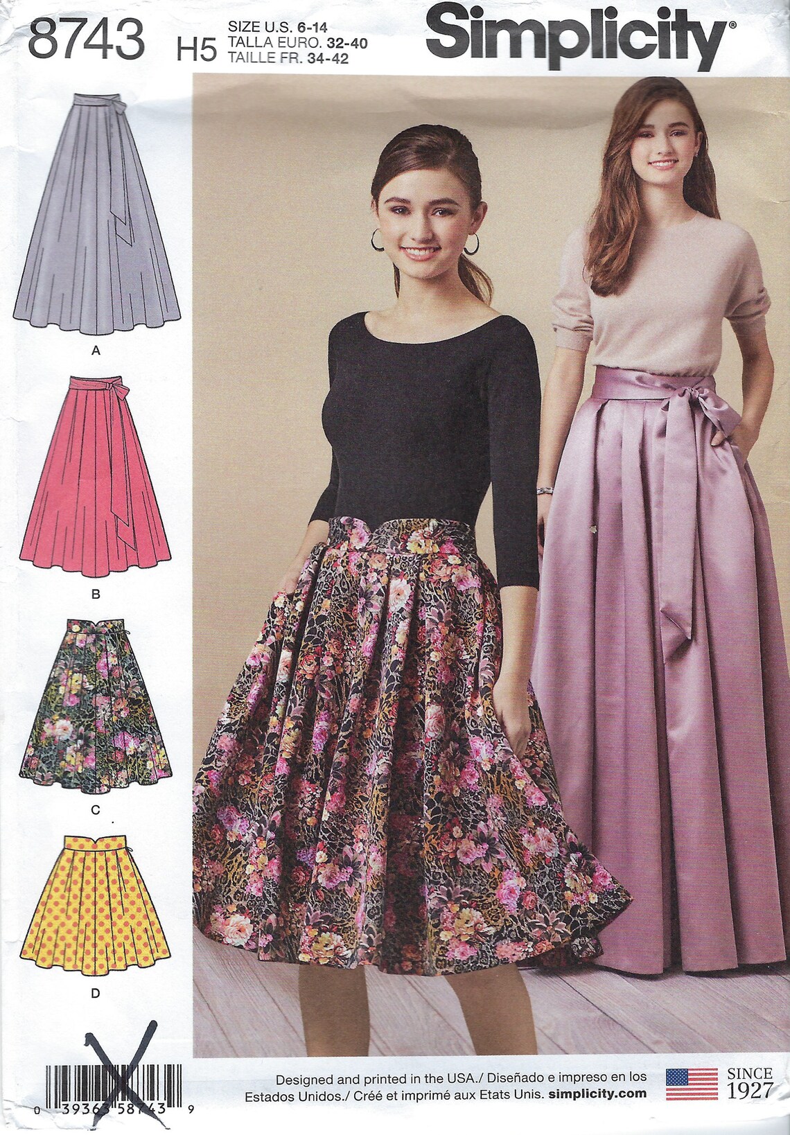 Uncut Simplicity Sewing Pattern 10023 8743 Pleated Skirt Sash | Etsy