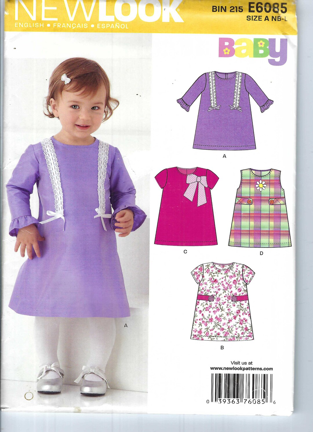 Uncut New Look Sewing Pattern 6085 Baby Dresses Sleeve Size NB-L FF - Etsy